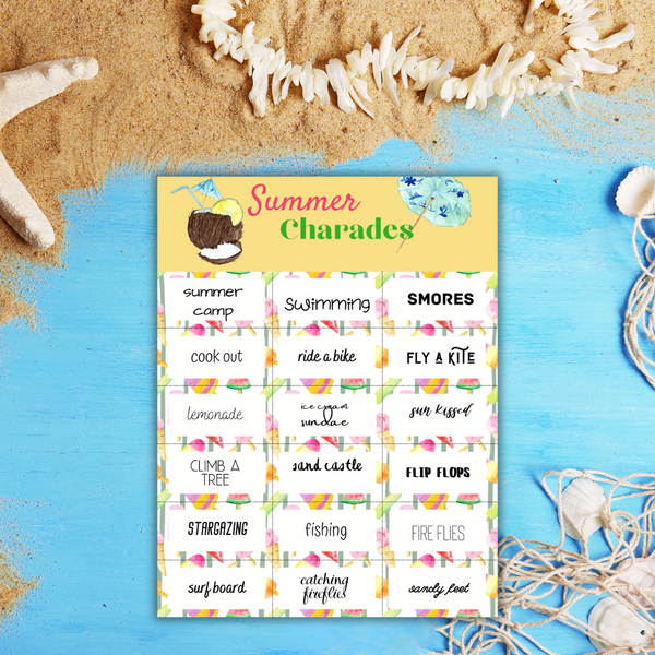 Summer Charades Game – Printables and More Club